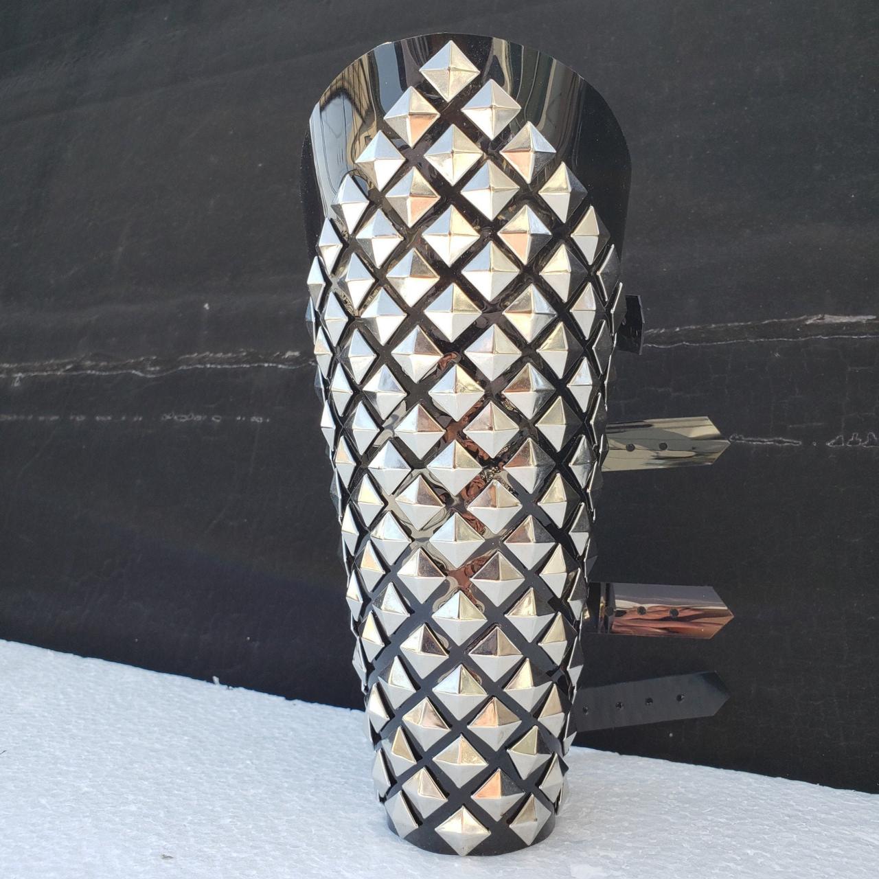 Unisex Studded Pvc Arm Gauntlets,pyramid Studs Bracelet Cuff Band ...