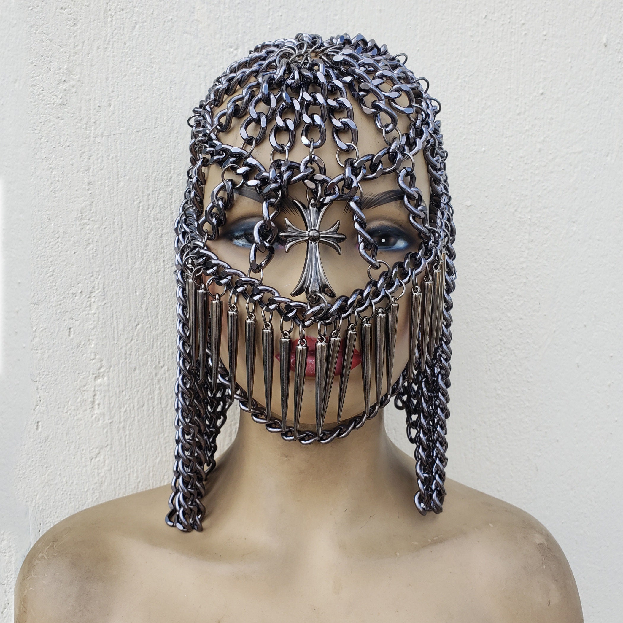 Black Chain Head Dress, Chain Headpiece,metal Head Chain, Silver Hair ...